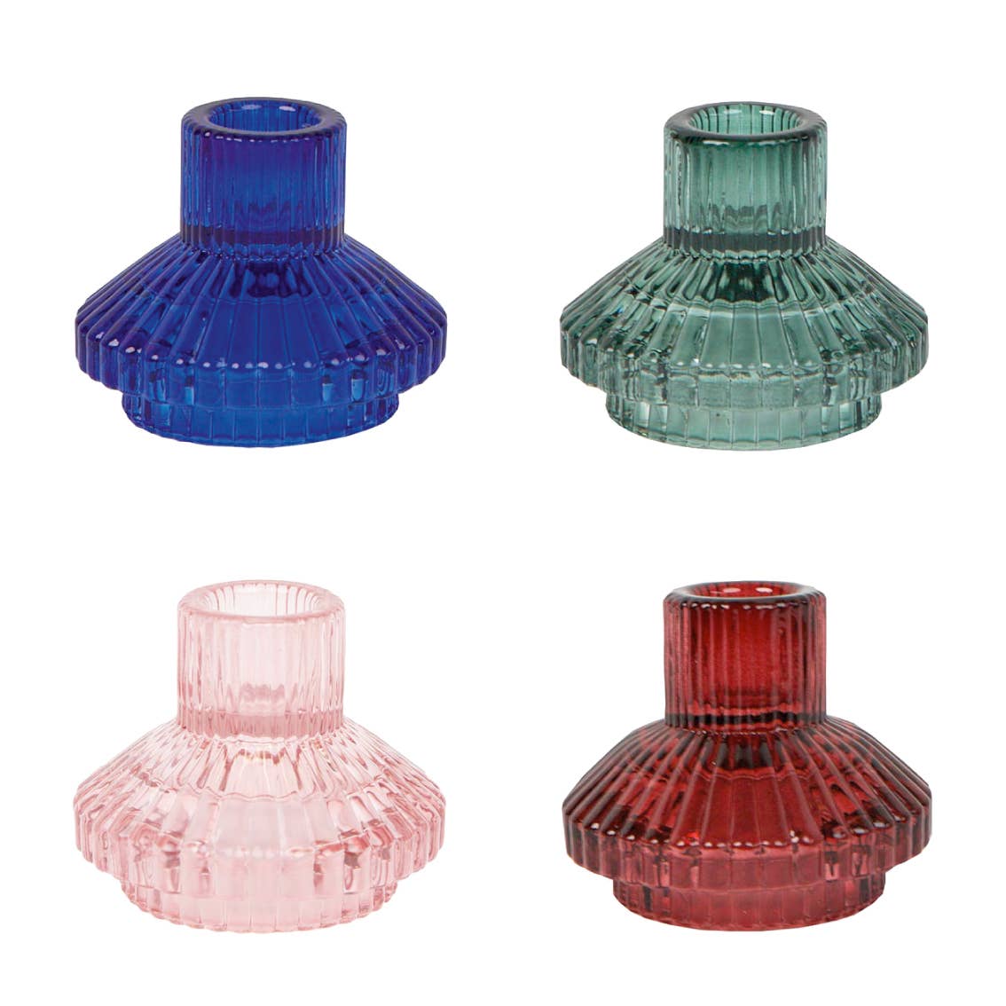 Small Ribbed Glass Candle Holders – Mary Hawthorne Interiors